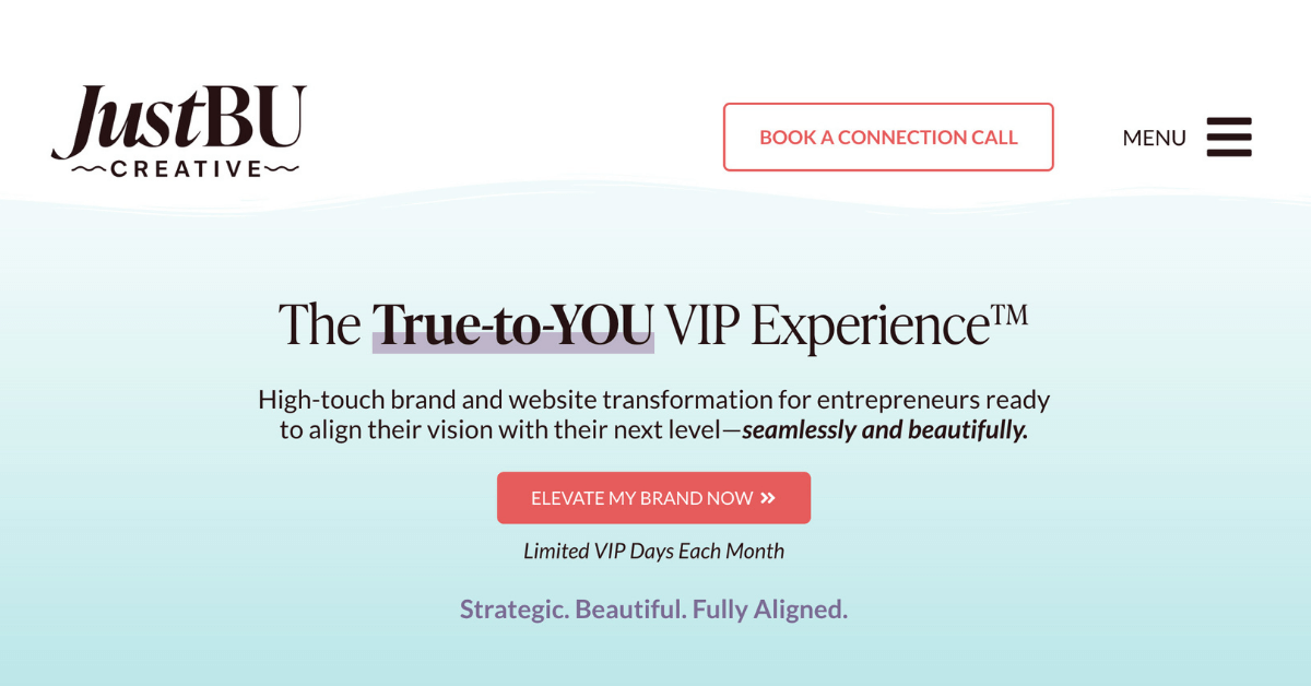 Done-for-You Brand And Website Design VIP Experience | JUSTBU Creative